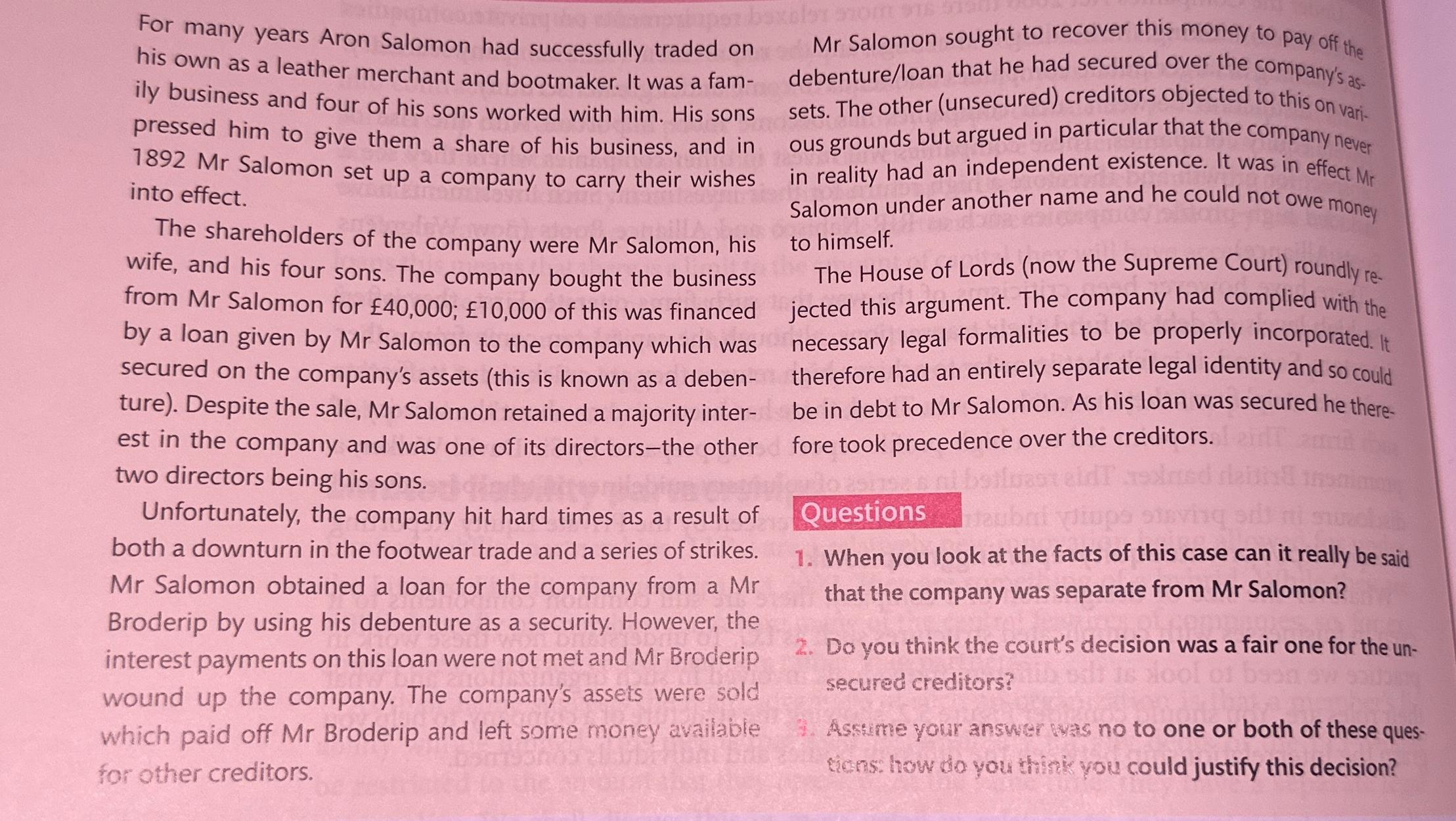 Solved For many years Aron Salomon had successfully traded | Chegg.com
