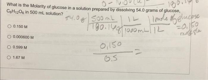Solved What is the Molarity of glucose in a solution | Chegg.com