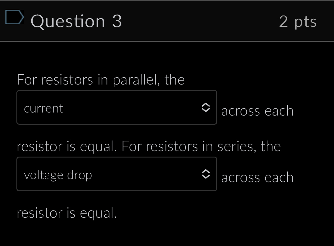 Solved Question 3For resistors in parallel, thecurrentacross | Chegg.com