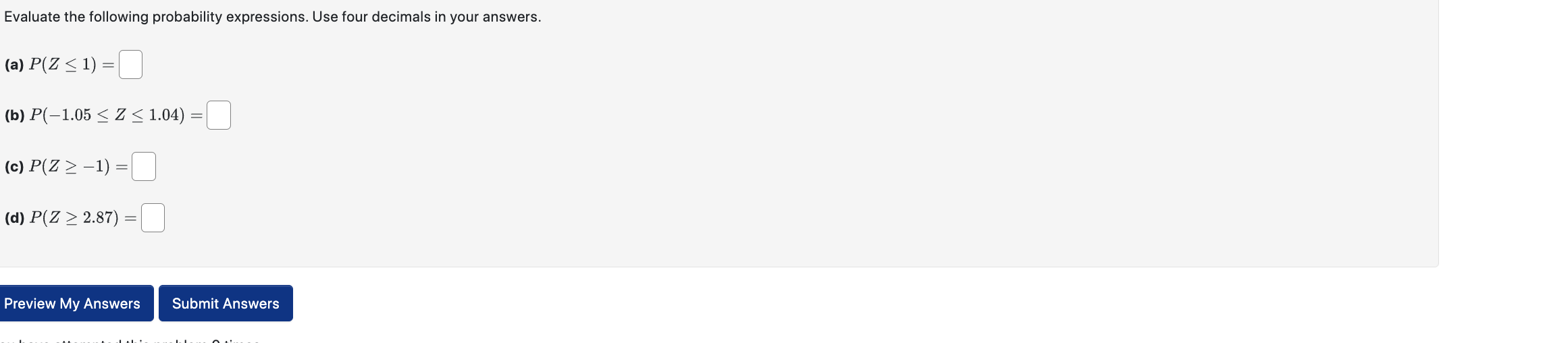 Solved Evaluate the following probability expressions. Use | Chegg.com