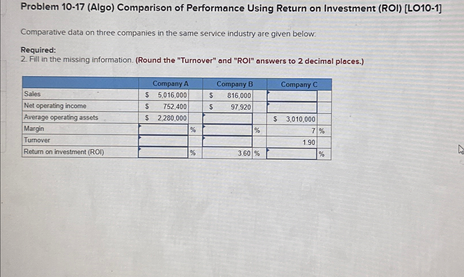 Solved Problem 10-17 (Algo) ﻿Comparison of Performance Using | Chegg.com