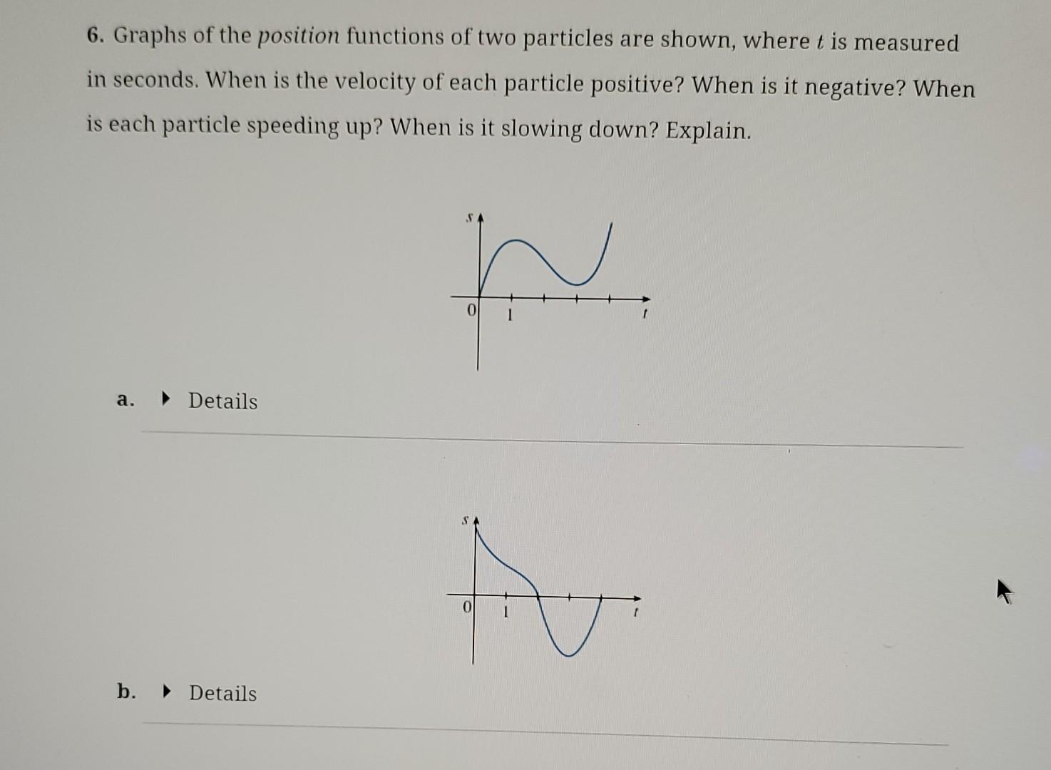 Solved 5. Graphs of the velocity functions of two particles | Chegg.com