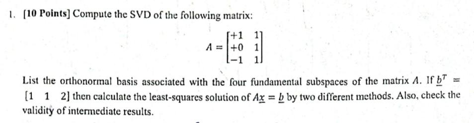 Solved solve this linear algebra question of singular value | Chegg.com