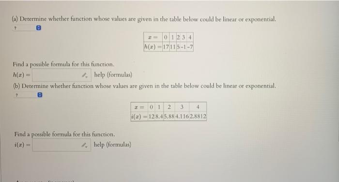 Solved (a) Determine whether function whose values are given | Chegg.com