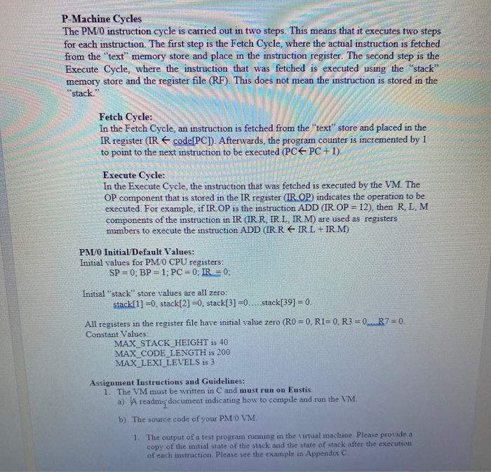 The P-machine: In this assignment, you will implement | Chegg.com