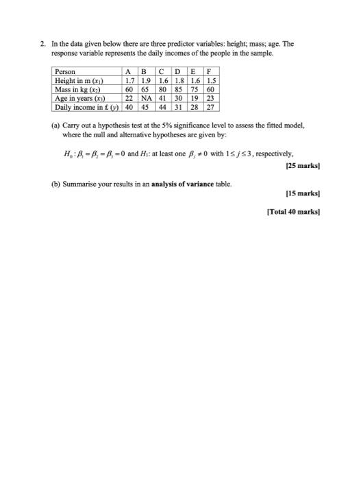 Solved B 2. In the data given below there are three | Chegg.com