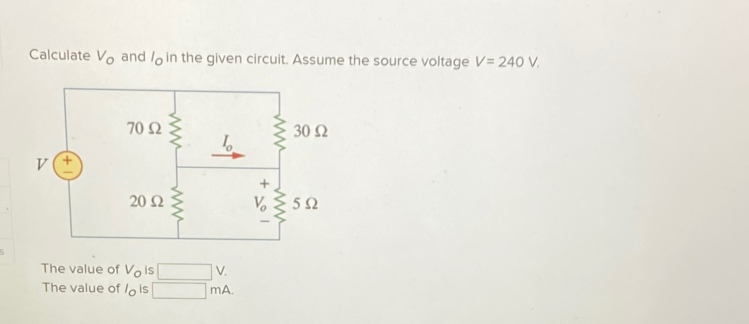 Solved Calculate V_(O) and I_(O) in the given circuit. | Chegg.com