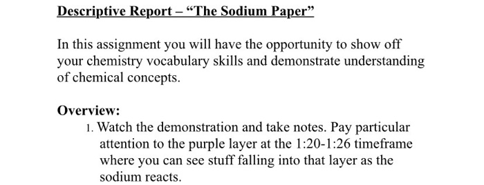 Descriptive Report - "The Sodium Paper" In this | Chegg.com