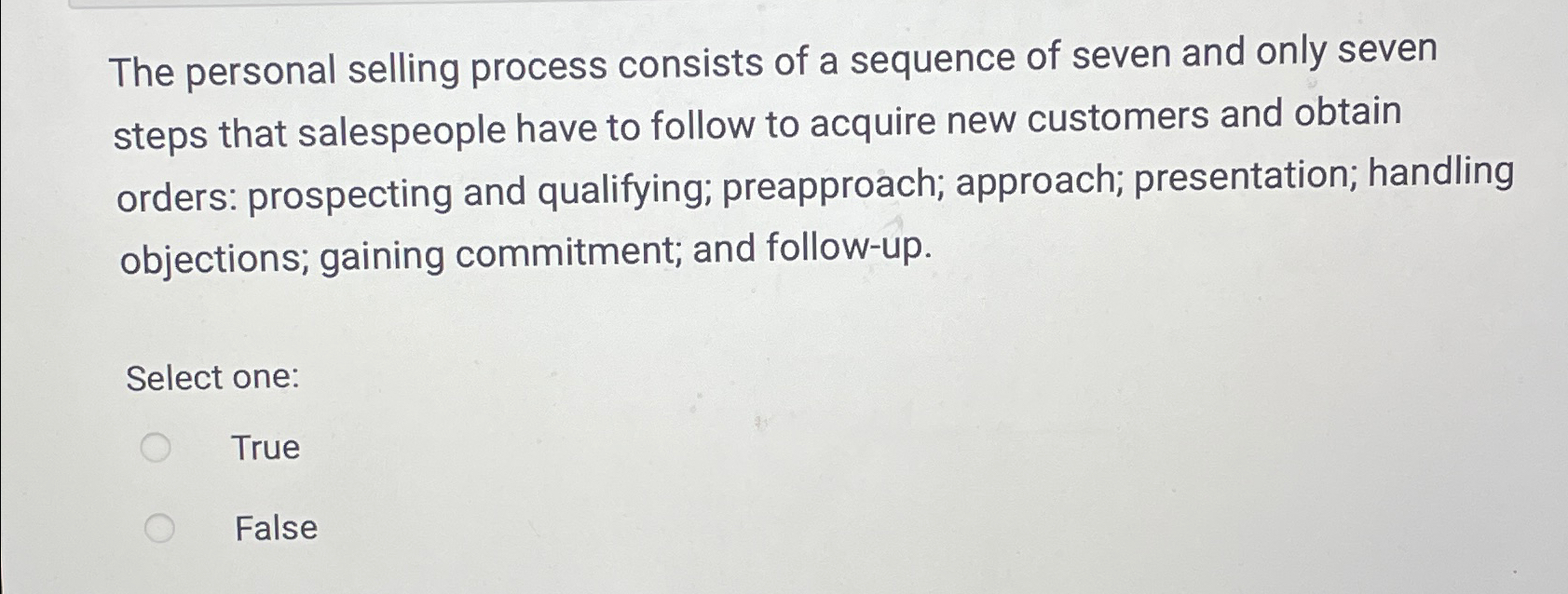 Solved The personal selling process consists of a sequence | Chegg.com