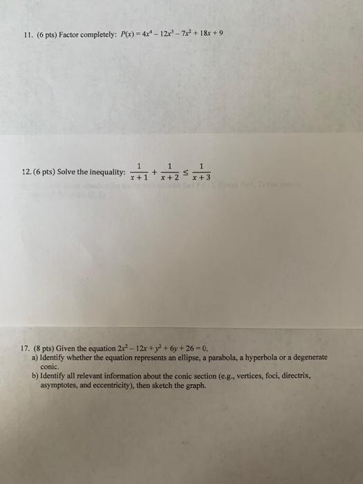 Solved 11. (6 pts) Factor completely: | Chegg.com Solved 11. (6 pts) Factor completely: | Chegg.com