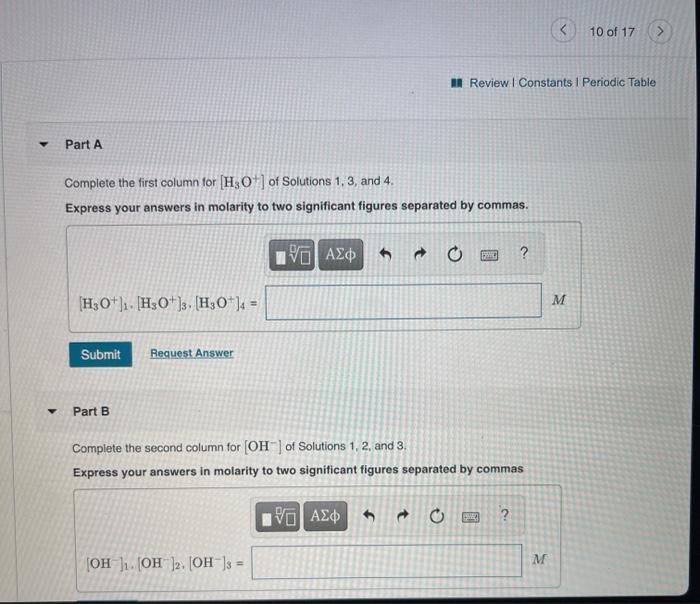 Solved 10 of 17 Review Constants 1 Periodic Table Part A | Chegg.com