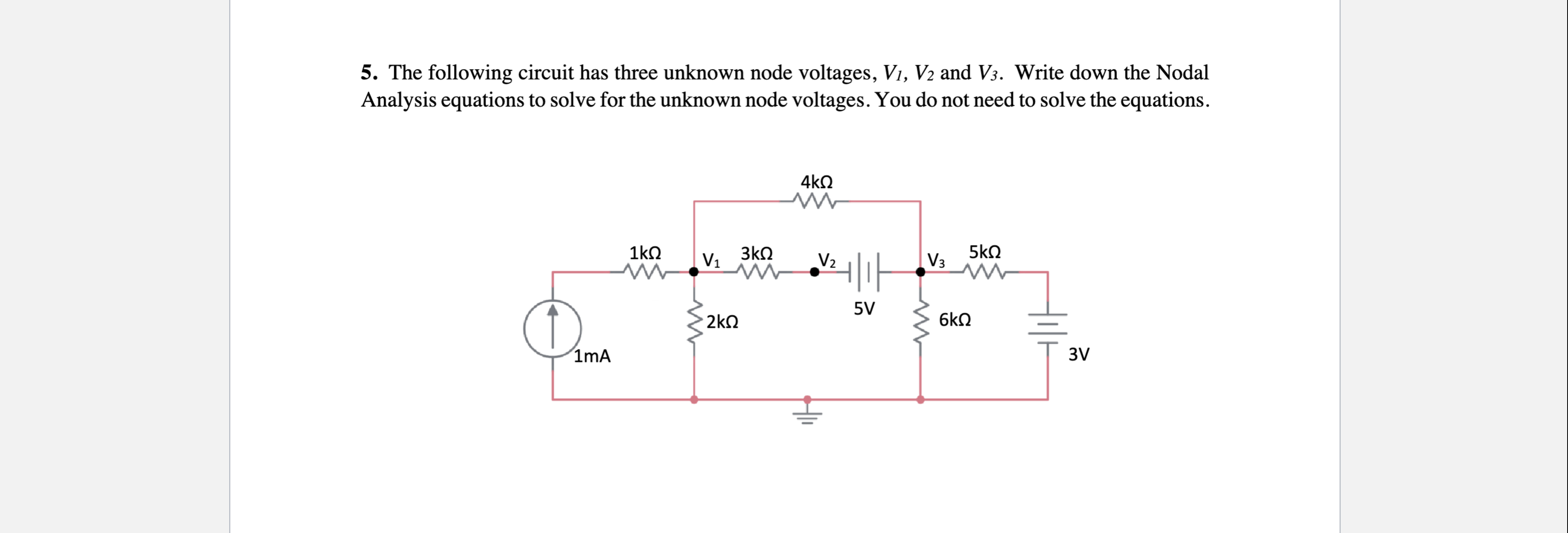 Solved The following circuit has three unknown node | Chegg.com