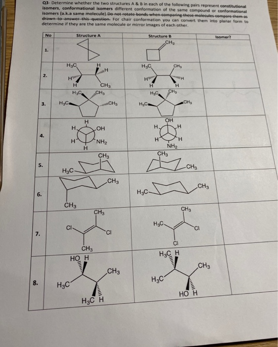 Solved Q3. Determine whether the two structures A & B in | Chegg.com