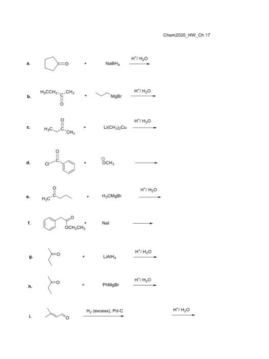 Solved b. +MgBr=H+/H2O c. L(CH3)2Cu=H∗/H2O d. OCH3 e. | Chegg.com
