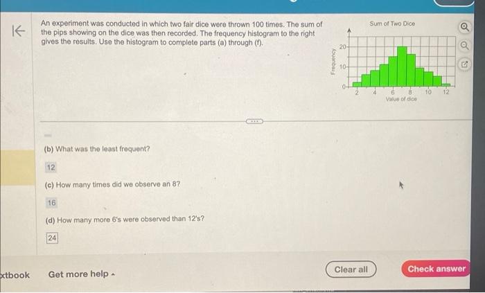 Solved An experiment was conducted in which two fair dice | Chegg.com