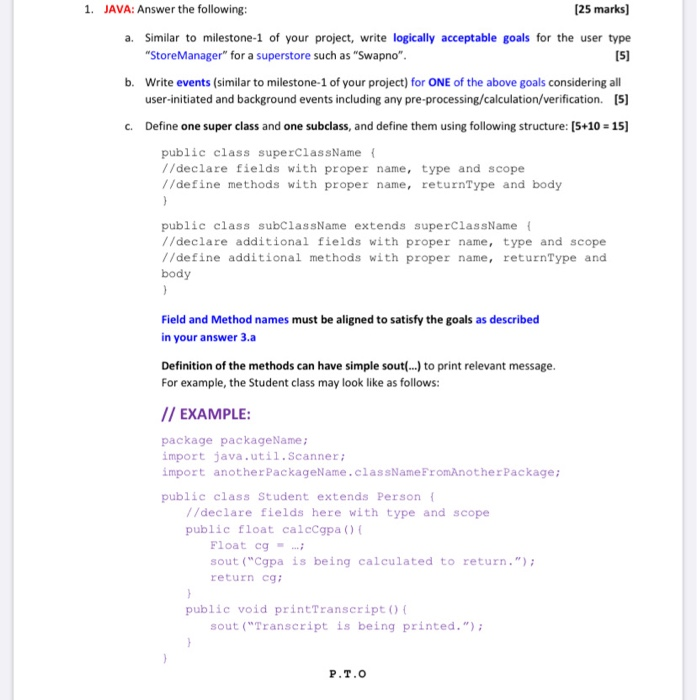 1. JAVA: Answer the following: [25 marks) 151 a. | Chegg.com