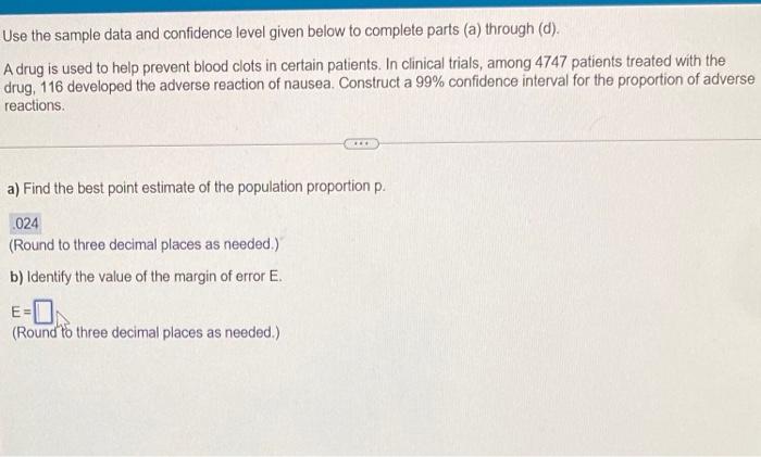 Solved Find The Sample Size Needed To Estimate The 8426