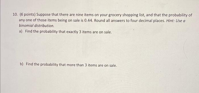 Solved 10. ( 6 points) Suppose that there are nine items on | Chegg.com