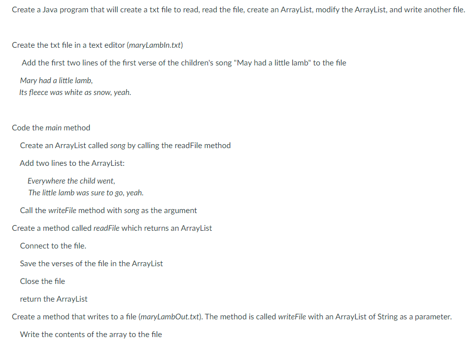 Solved Create a Java program that will create a txt file to | Chegg.com