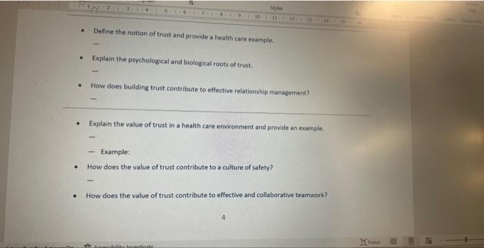 Solved Define the notion of trust and provide a health care | Chegg.com