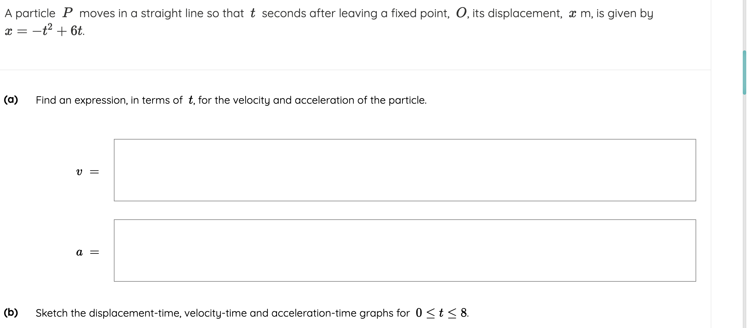 Solved A particle P ﻿moves in a straight line so that t | Chegg.com
