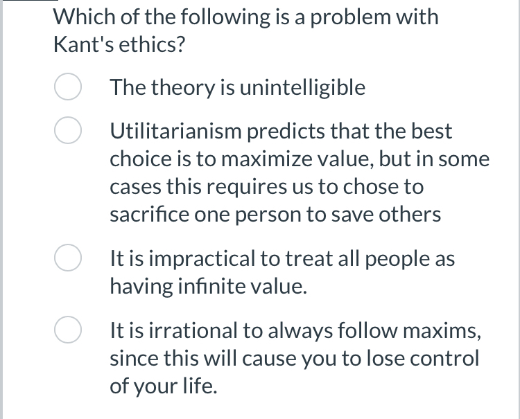 Solved Which of the following is a problem with Kant's | Chegg.com