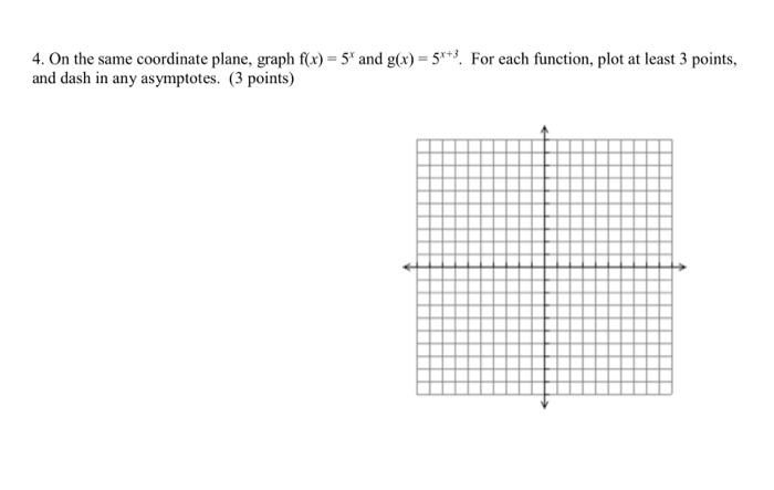 Solved 4. On the same coordinate plane, graph f(x)=5x and | Chegg.com