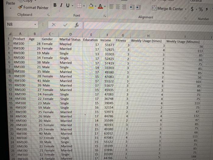 Solved general Paste BIU.. A. Merge & Center Format Painter | Chegg.com
