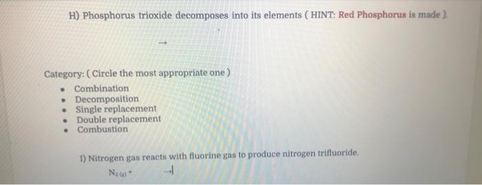 Solved H) Phosphorus trioxide decomposes into its elements | Chegg.com