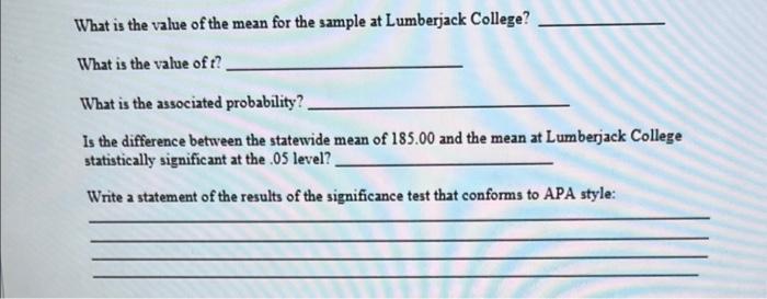 Solved One-Sample Statistics One-Sample Test Test Value =185 | Chegg.com