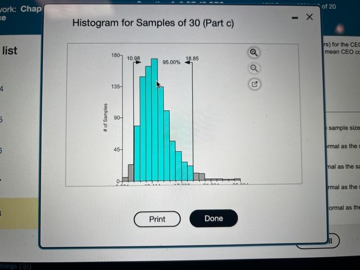 Solved Histogram for Samples of 30 (Part c)The Glassdoor | Chegg.com