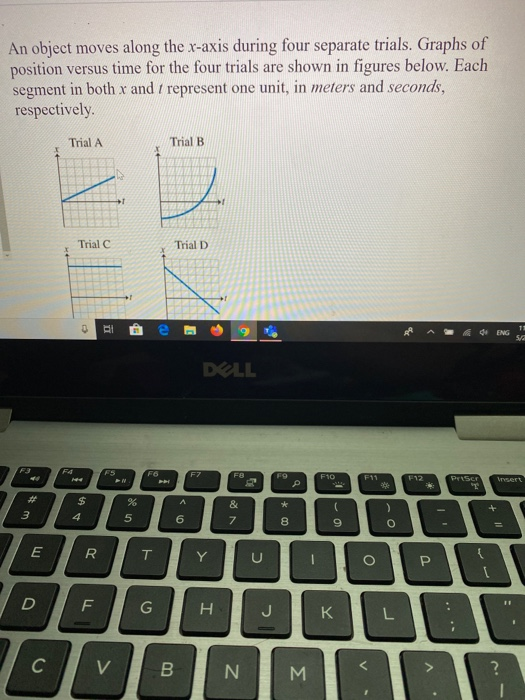 Solved An object moves along the x-axis during four separate | Chegg.com