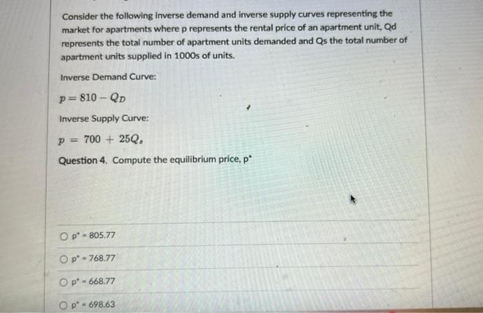 Solved Consider the following inverse demand and inverse | Chegg.com Solved Consider the following inverse demand and inverse | Chegg.com