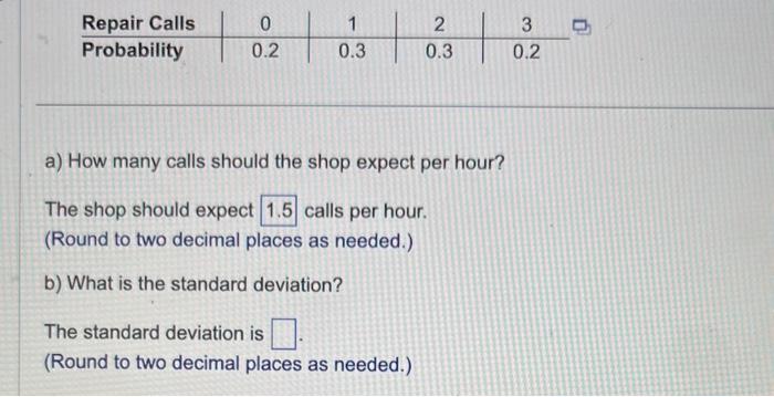 Solved a) How many calls should the shop expect per hour? | Chegg.com