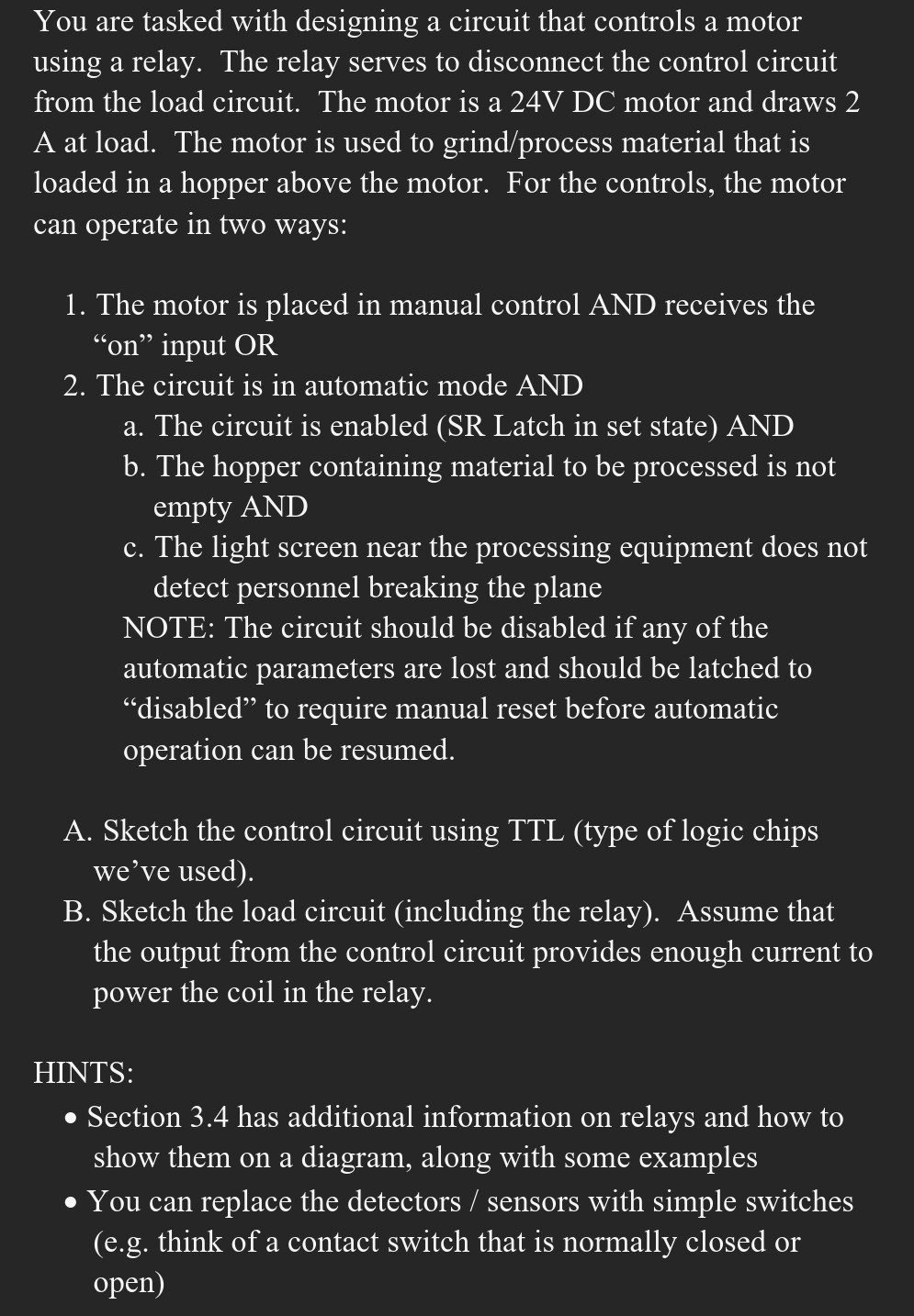 You are tasked with designing a circuit that controls | Chegg.com