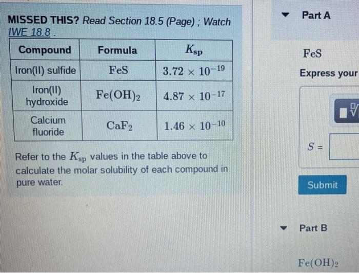 Solved Refer to the Ksp values in the table above to | Chegg.com