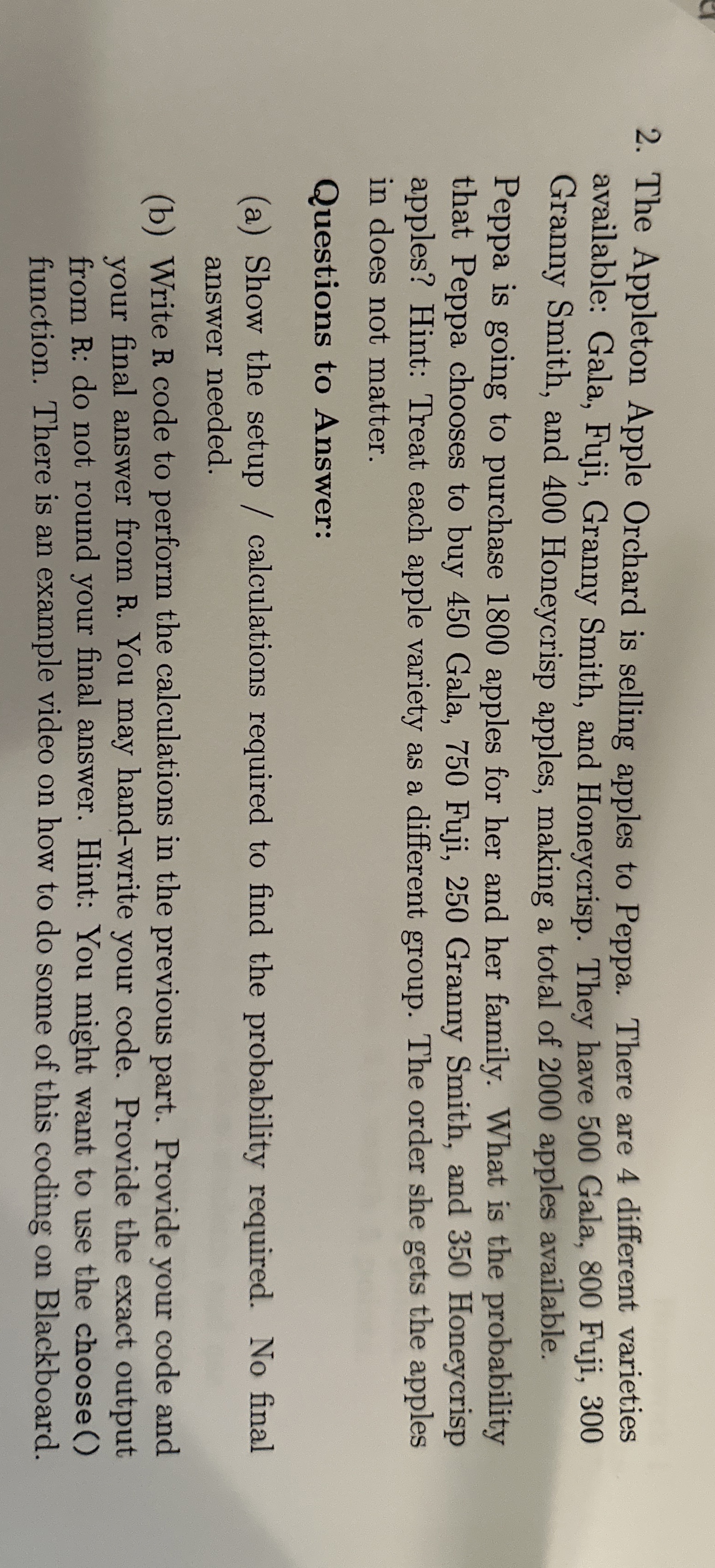 The Appleton Apple Orchard is selling apples to | Chegg.com