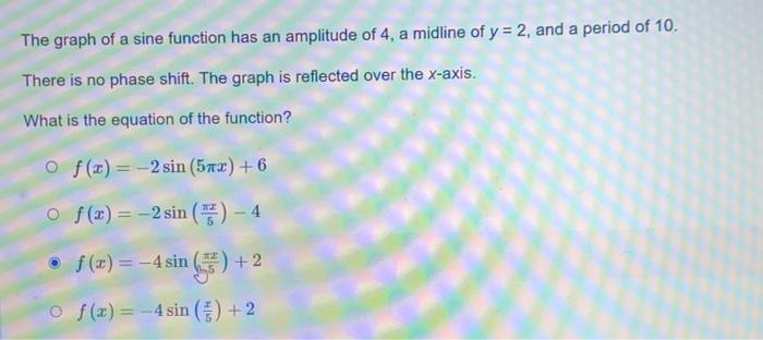 Solved The graph of a sine function has an amplitude of 4 , | Chegg.com