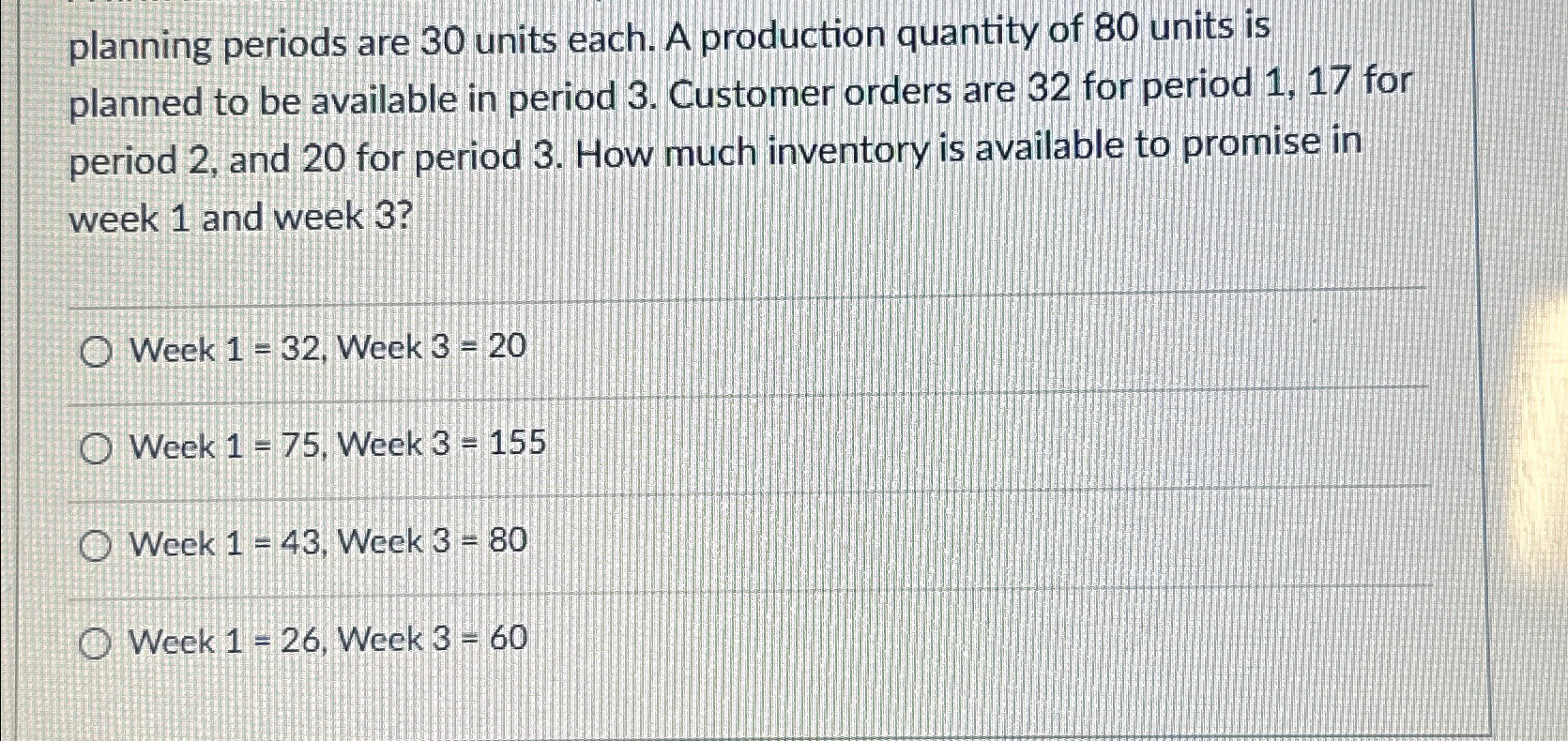 Solved planning periods are 30 ﻿units each. A production | Chegg.com