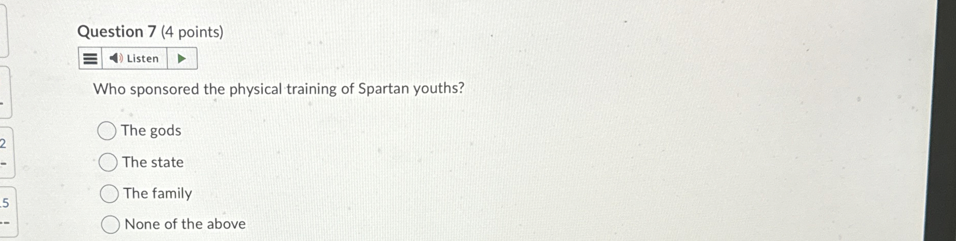 Solved Question 7 (4 ﻿points)Who sponsored the physical | Chegg.com
