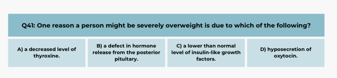 Solved Q41: One reason a person might be severely overweight | Chegg.com