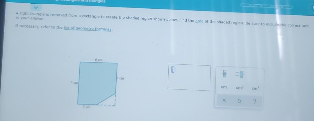 Solved wangles A right triangle is removed from a rectangle | Chegg.com