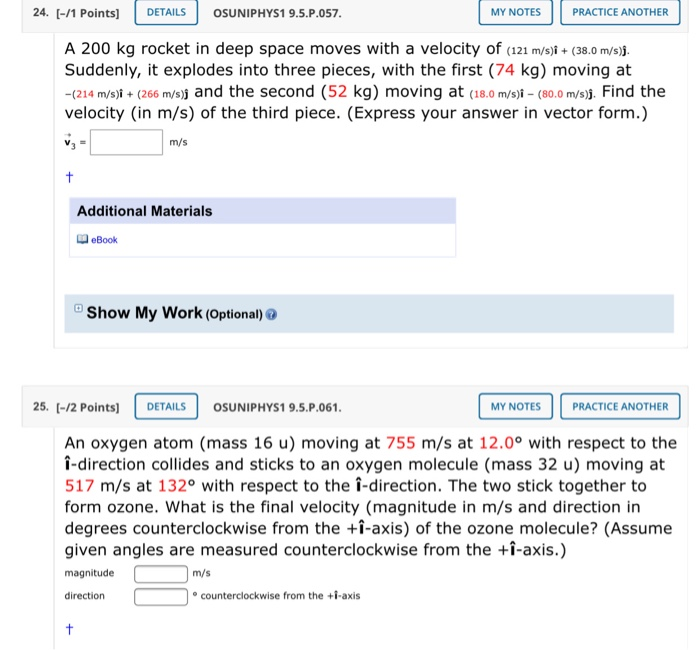 Solved 24. [-/1 Points) DETAILS OSUNIPHYS1 9.5.P.057. MY | Chegg.com Solved 24. [-/1 Points) DETAILS OSUNIPHYS1 9.5.P.057. MY | Chegg.com