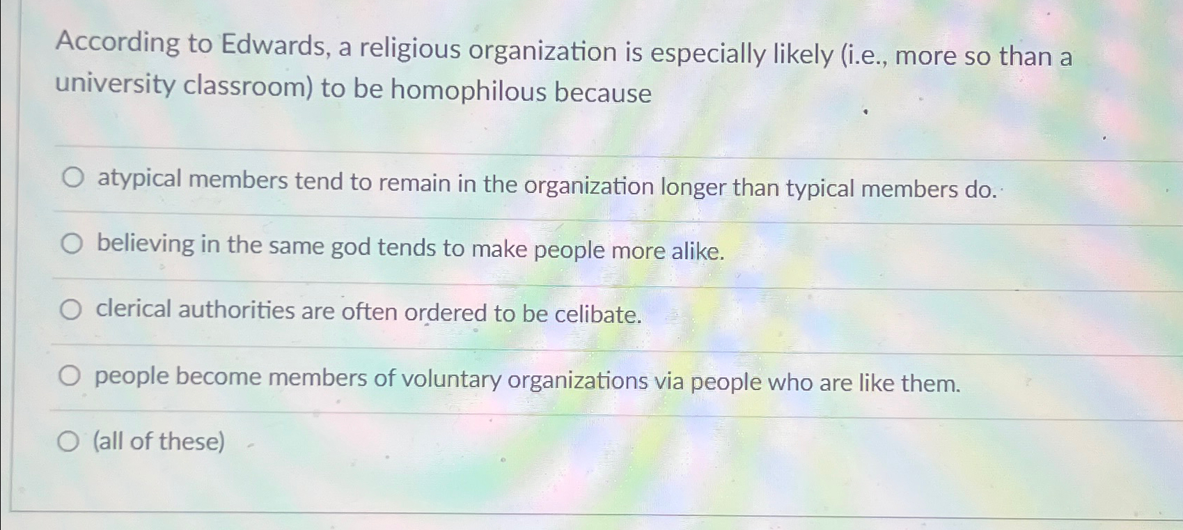 Solved According to Edwards, a religious organization is | Chegg.com