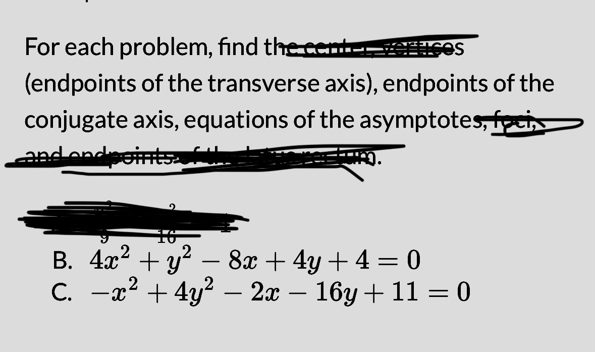Solved For each problem, find th andses (endpoints of the | Chegg.com