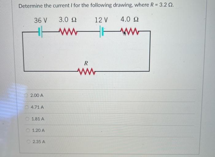 Solved Determine the current ∣ for the following drawing, | Chegg.com
