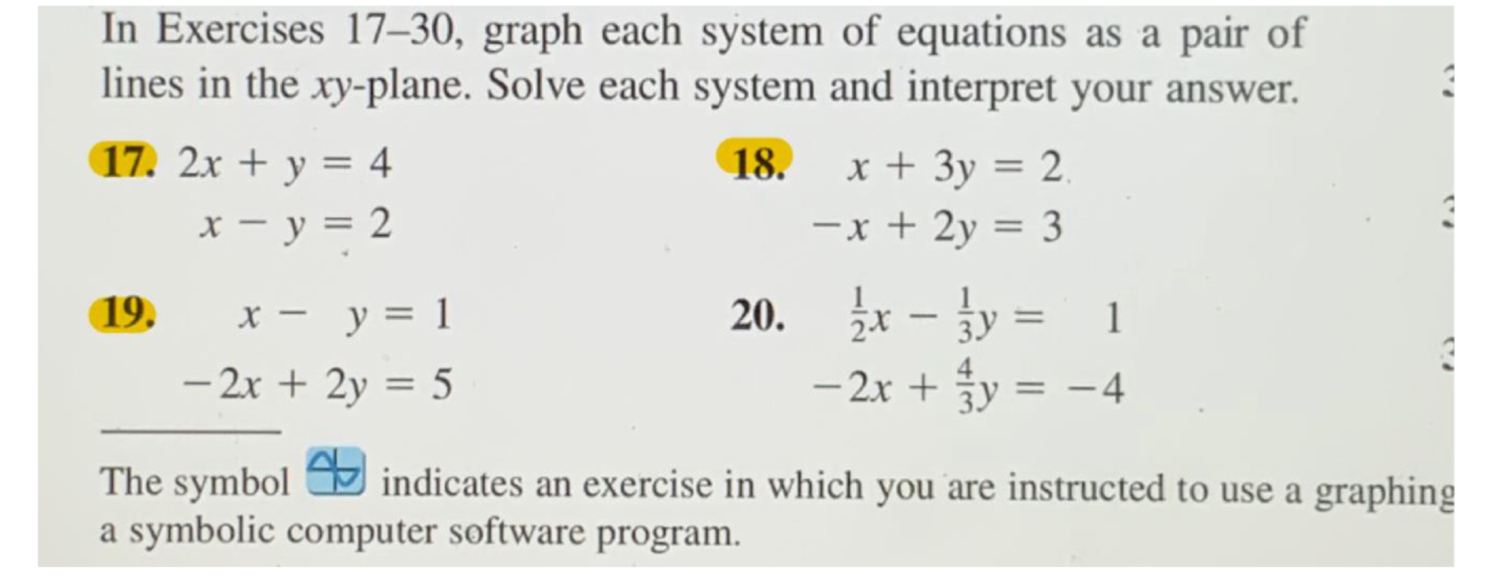 Solved In Exercises 17-19, ﻿graph each system of equations | Chegg.com
