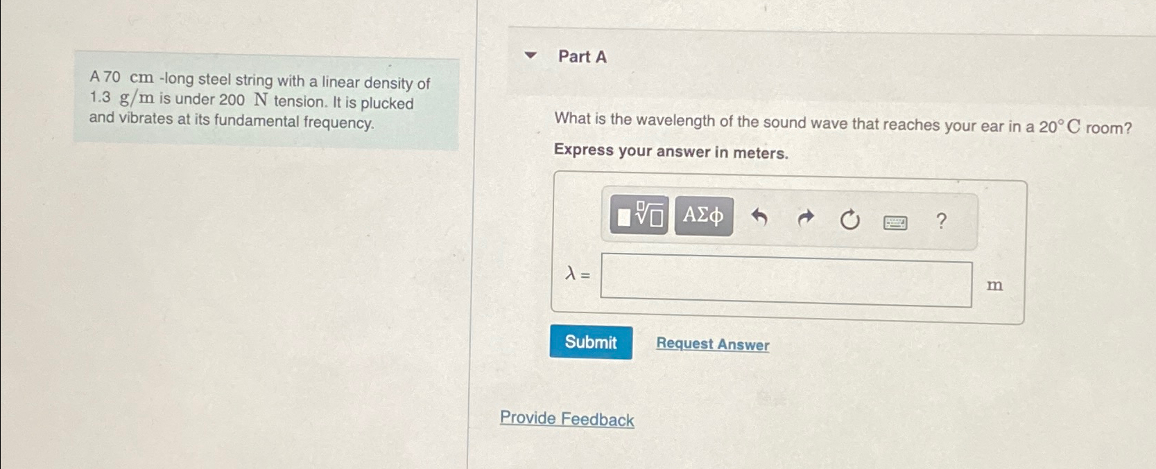 Solved A 70cm-long steel string with a linear density of | Chegg.com