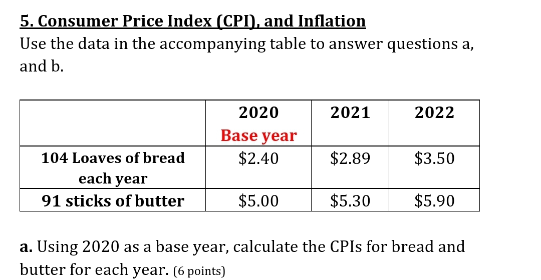 Solved b. ﻿Given that the Consumer Price Index (CPI) ﻿for | Chegg.com
