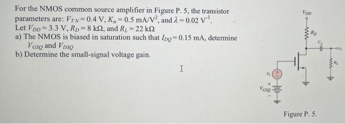 Solved Vop For the NMOS common source amplifier in Figure P. | Chegg.com